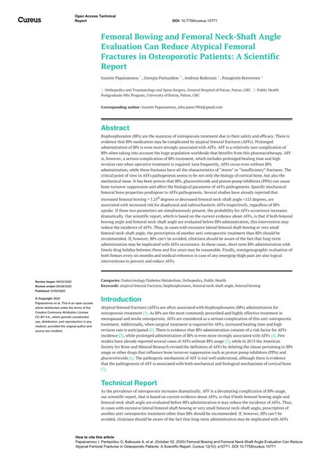 Pdf Femoral Bowing And Femoral Neck Shaft Angle Evaluation Can Reduce Atypical Femoral