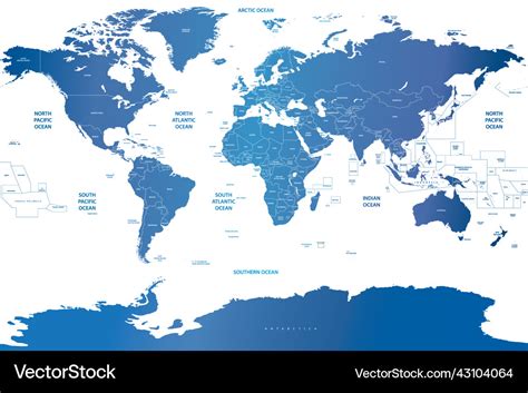 Detailed World Map Royalty Free Vector Image Vectorstock