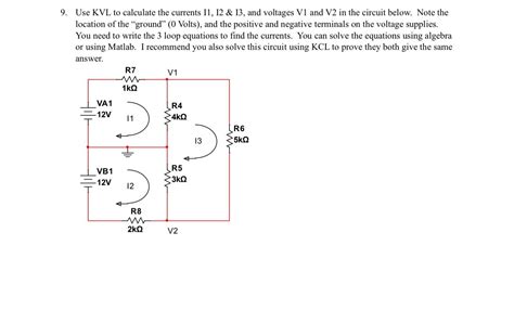 solved use kvl to calculate the currents i1 ﻿i2 ﻿and i3 ﻿and