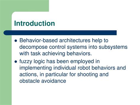 Ppt Fuzzy Behavior Based Control Of Mobile Robots Powerpoint