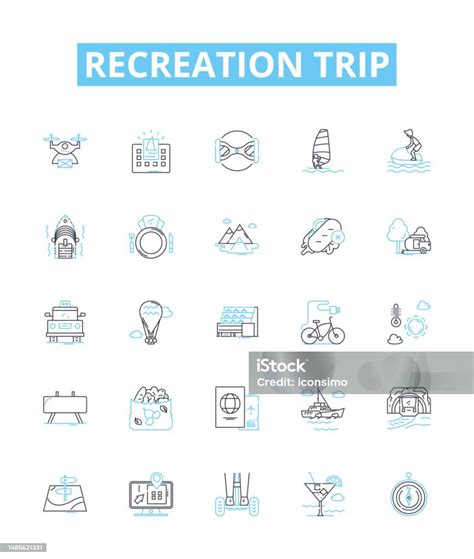레크리에이션 여행 벡터 라인 아이콘이 설정되었습니다 레크리에이션 여행 휴가 여행 휴가 소풍 소풍 그림 개요 개념 기호 및 기호 선 아이콘에 대한 스톡 벡터 아트 및 기타