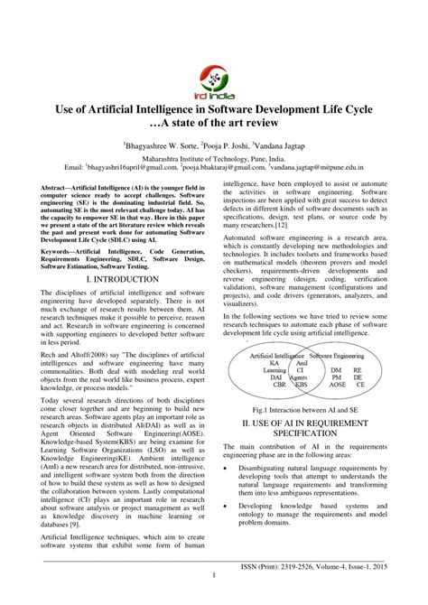 Pdf Use Of Artificial Intelligence In Software Development Life Cycle A State Of The Art