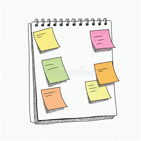 A Spiral Bound Notebook With Several Colorful Sticky Notes Attached The Notes Are Stock