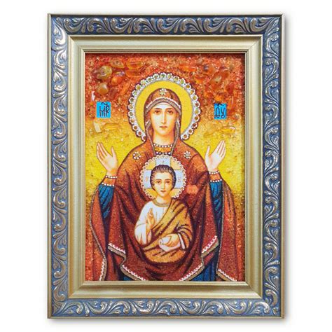 Ікона Богородиця Знамення з бурштину купити в Україні за привабливою ціною Ukraine Amber