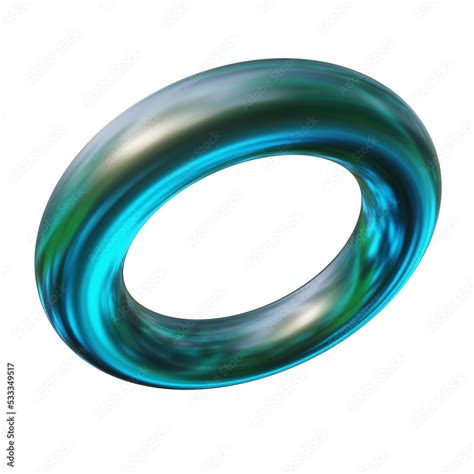 3d torus shape in glass material full of water fluid texture png