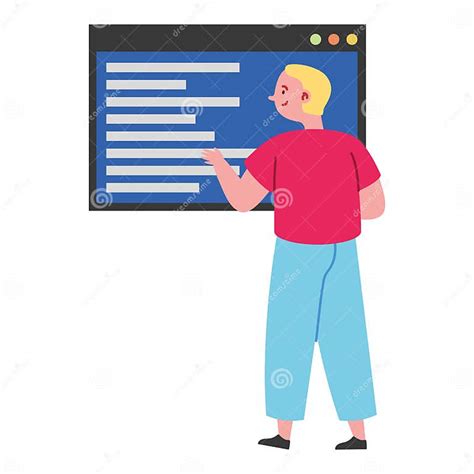 Programmer Man Coding And Correct Errors In Project Stock Illustration