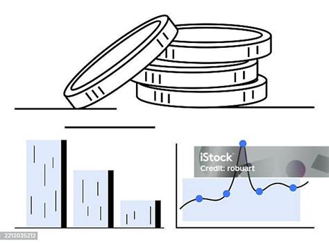 금융 성장 개념은 동전 막대 차트 및 선 그래프 요소로 시각화됩니다 0명에 대한 스톡 벡터 아트 및 기타 이미지 0명 개념 개념과 주제 Istock