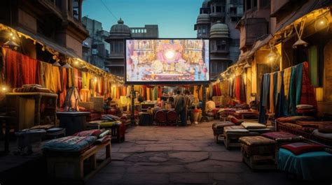 Premium Ai Image Vibrant Bazaar Cinema With Exotic Wares