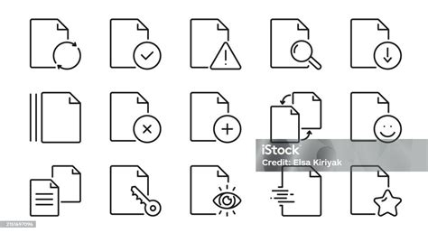 Document Line Icons Paper Sheet Sign File Or Archive Symbol Isolated On A White Background Stock