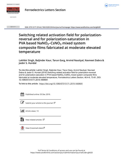 Pdf Switching Related Activation Field For Polarization Reversal And