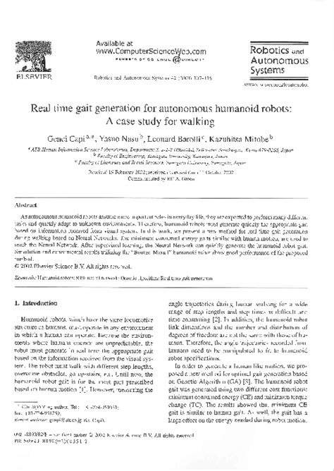 Pdf Real Time Gait Generation For Autonomous Humanoid Robots A Case