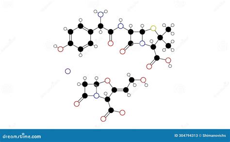 Amoxicillin Clavulanic Acid Molecule 3d Molecular Structure Ball And