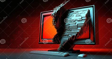 Cyber Security Hacking Computer Glitch Screen Banner Stock Illustration Illustration Of