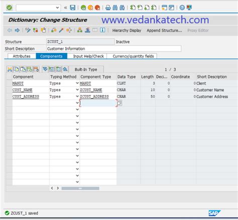 24ddic1607 Creating And Activating A Structure In Sap Abap Vedanka Tech Sap Training Institute