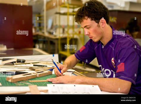 Student Builds Model In Architecture Lab Stock Photo Alamy