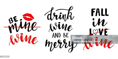 와인 필기 글자 세트 3 벡터 재미있는 지혜음료 따옴표와 문구 카드 배너 포스터 머그잔 음료 안경 스크랩북 베개 케이스 전화 케이스 및 옷 디자인 요소 0명에 대한 스톡