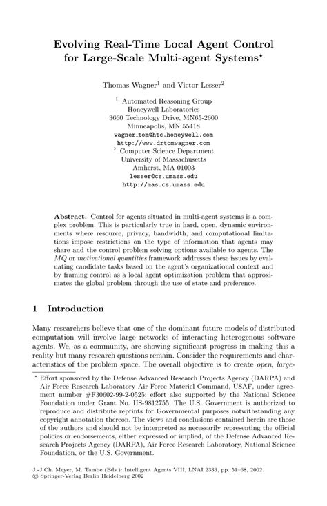 Pdf Evolving Real Time Local Agent Control For Large Scale Multi Agent Systems