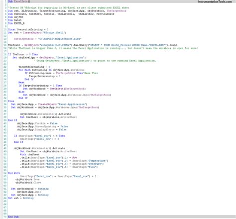 Export Data From Wincc Runtime Advanced Into Excel Using Vb Script