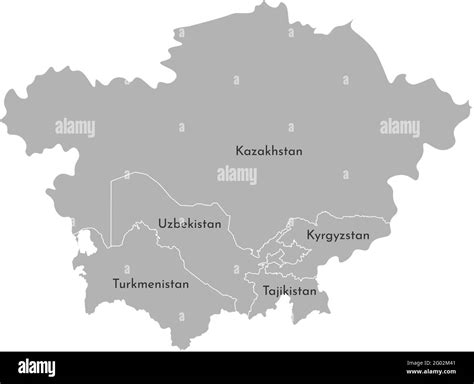 Vector Illustration Map Of Asian Countries States Border Grey