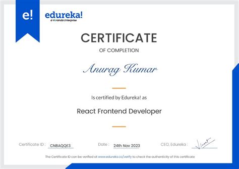 Anurag Kumar On Linkedin React Frontenddeveloper Edureka Certification Webdevelopment