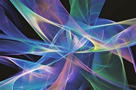 Colorful Abstract Light Trails On Black Background Vibrant And