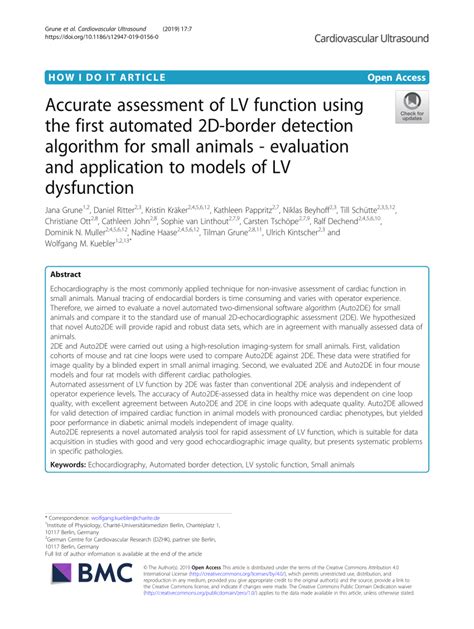 Pdf Accurate Assessment Of Lv Function Using The First Automated 2d Border Detection Algorithm