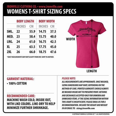 Shirt Size Chart Women Educational Chart Resources