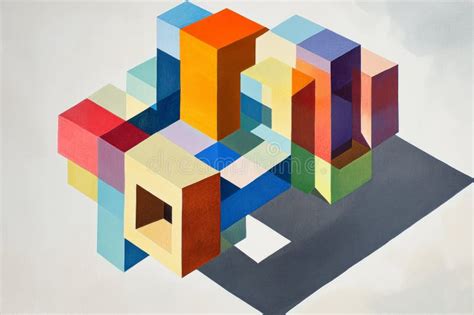 Illustration Of A Collection Of Interlocking Multicolored Cubes