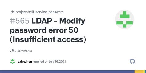 Ldap Modify Password Error 50 Insufficient Access · Issue 565 · Ltb Projectself Service