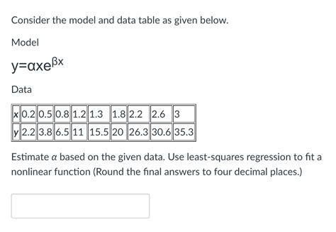 solved consider the model and data table as ﻿given
