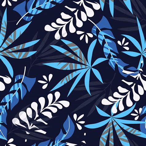 热带植物树叶无缝平铺花纹矢量图素材