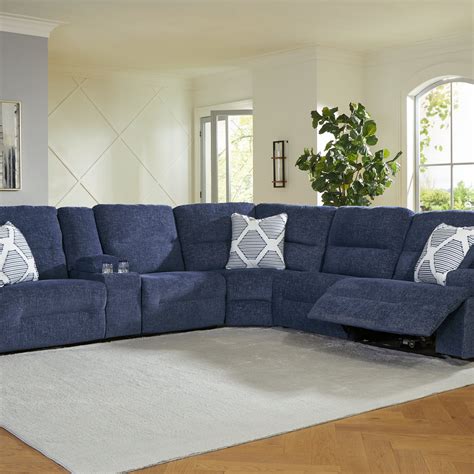 Ashley Furniture Acklen Place Navy 6 Piece Power Reclining Sectional