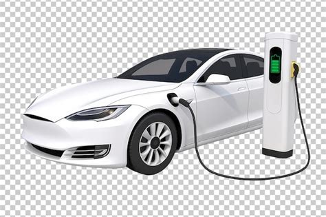 투명 배경에 고립 된 전기 자동차 충전 프리미엄 Psd 파일