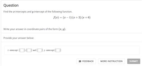 solved find the x intercepts and y intercept of the