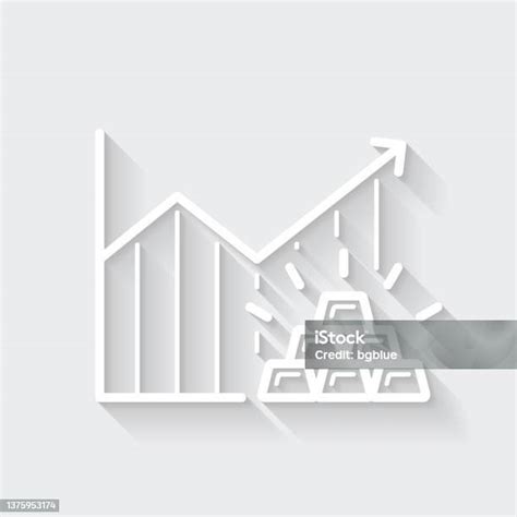 금 가격 상승 차트 빈 배경에 긴 그림자아이콘 플랫 디자인 0명에 대한 스톡 벡터 아트 및 기타 이미지 0명 3차원 형태 가격 Istock