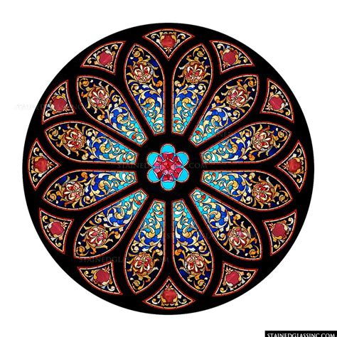 Blue And Rose Colored Window Stained Glass Window
