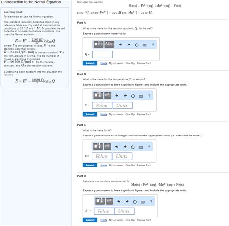 Solved The Standard Reduction Potentials Listed In Any