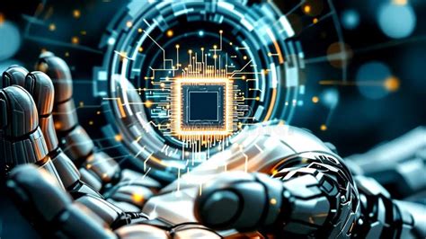 Robotic Hand Holding A Glowing Microchip With Futuristic Circuitry Stock Video Video Of