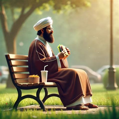 بالاترین عکس آخوندی در حال خوردن ساندویچ، نوشابه و سیب زمینی سرخ کرده