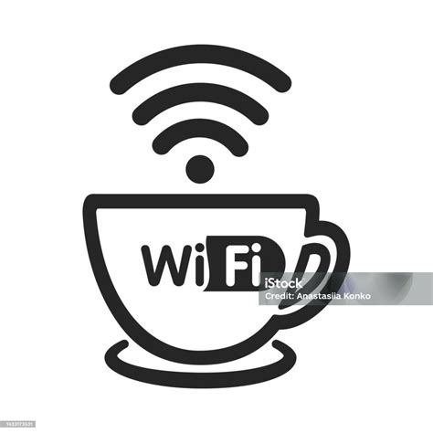 인터넷 카페 로고 템플릿 무료 와이파이 영역 벡터 디자인 Wifi 기호 및 커피 컵 그림 가상현실에 대한 스톡 벡터 아트 및