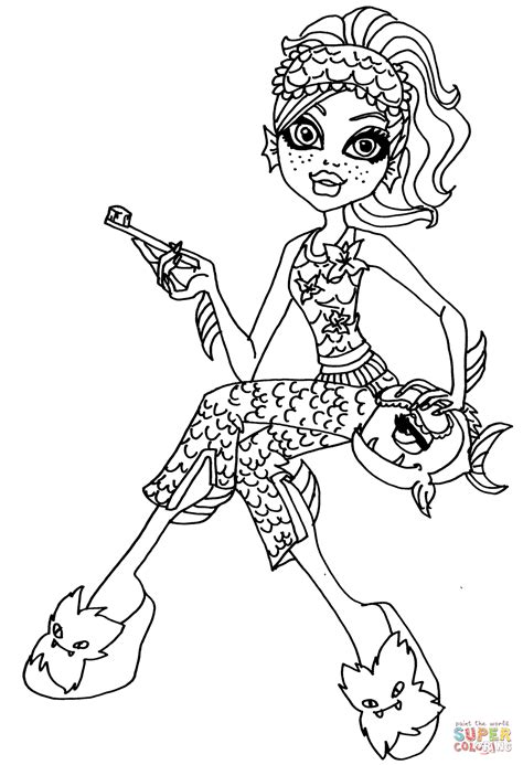 Monster High Coloring Pages Lagoona Blue Hippie Fishes Coloring Page