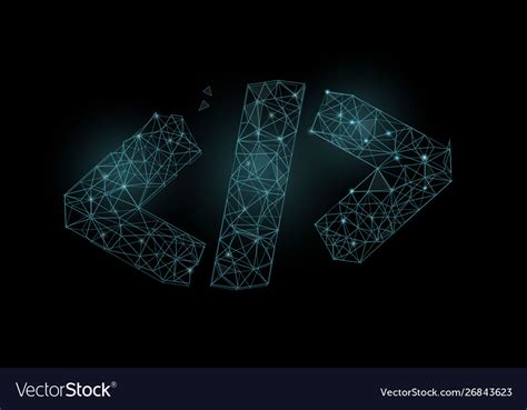 Code Symbol In Polygonal Wireframe Style Concept Vector Image