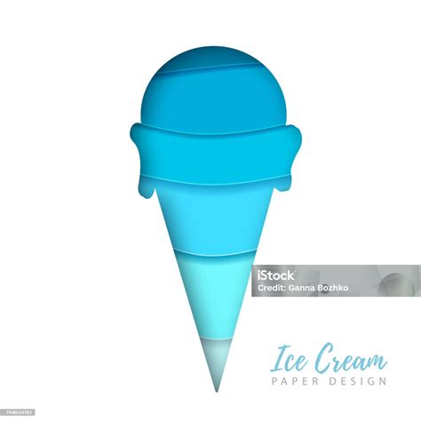 차가운 달콤한 아이스크림 실루엣 종이 아트 스타일의 디자인을 잘라 그림자에 대한 스톡 벡터 아트 및 기타 이미지 그림자 길거리 음식 냉동식품 Istock