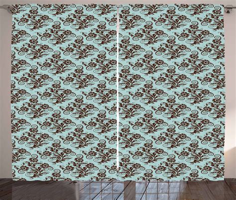 Art Nouveau Curtains 2 Panels Set Vintage Swirls Vibrant Foliage