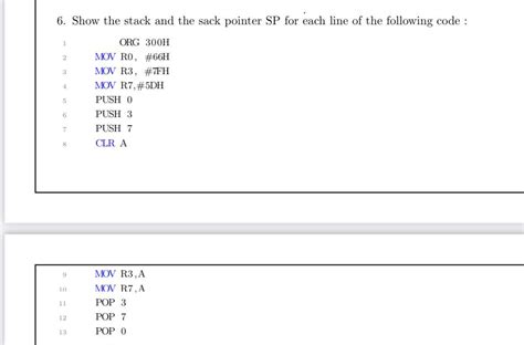 Solved 6 Show The Stack And The Sack Pointer Sp For Each