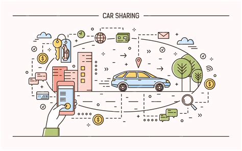 Premium Vector Car Sharing And Rental Electronic Service Or Carsharing Application Concept