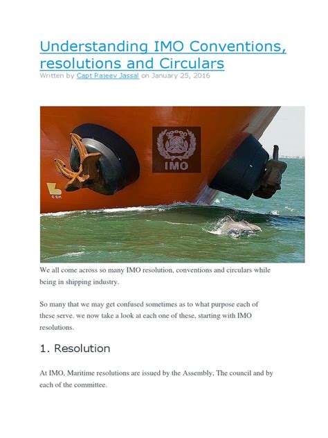 Understanding Imo Conventions Resolutions And Circulars Pdf Ratification Water Transport