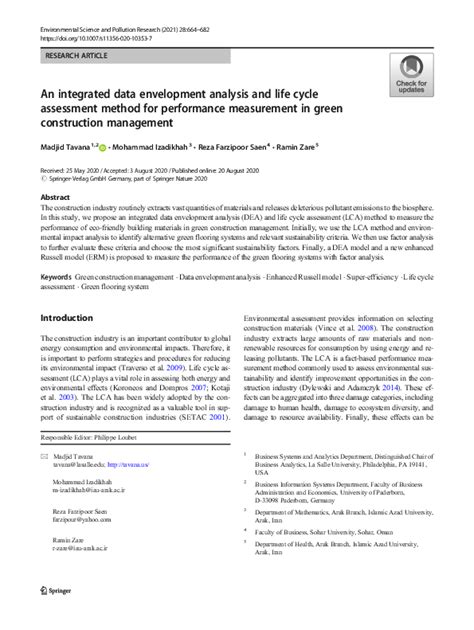 Pdf An Integrated Data Envelopment Analysis And Life Cycle Assessment Method For Performance
