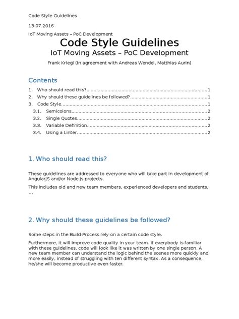 code style guidelines iot moving assets poc development pdf