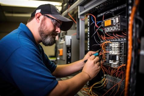 Premium Photo Computer Network Technology Rack Technician Cabling